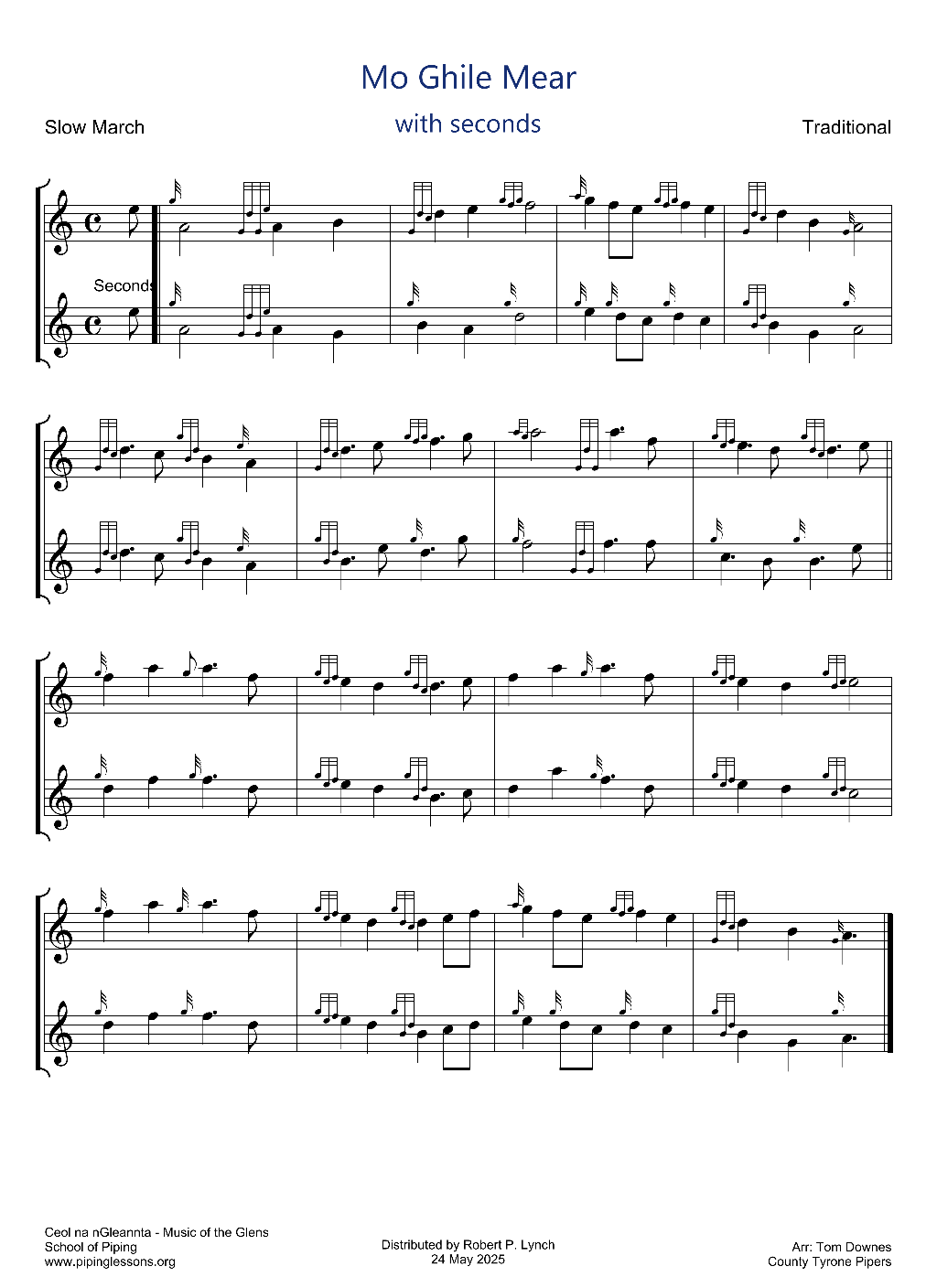 Mo Ghile Mear – Ceol na nGleannta – Music of the Glens – School of Piping